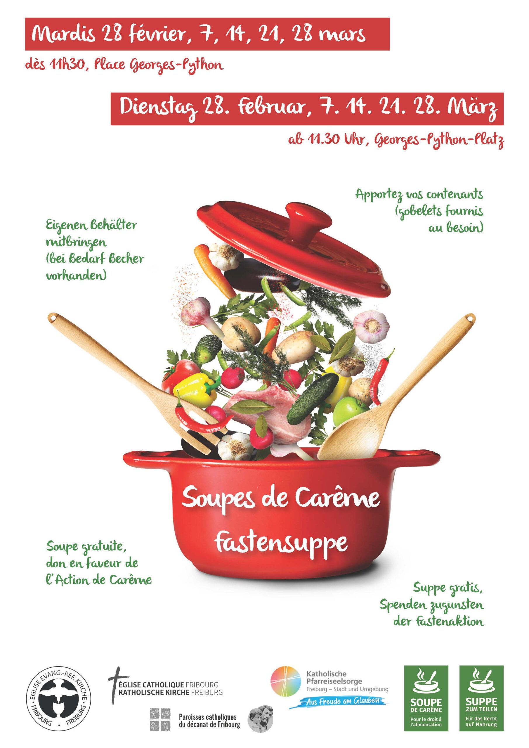 Katholische Kirche – Freiburg - Fastensuppe - Paroisses - Messes